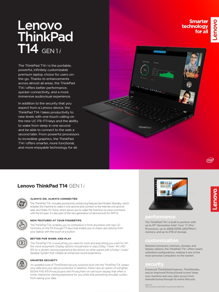 ThinkPad-T14 Gen1 I - Datasheet PDF | PDF | Usb | Intel