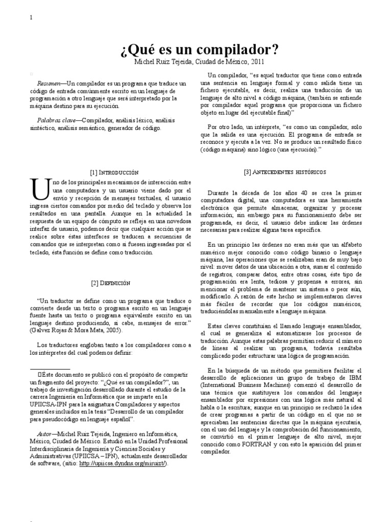 ¿Que Es Un Compilador? | PDF | Compilador | Lenguaje de programación