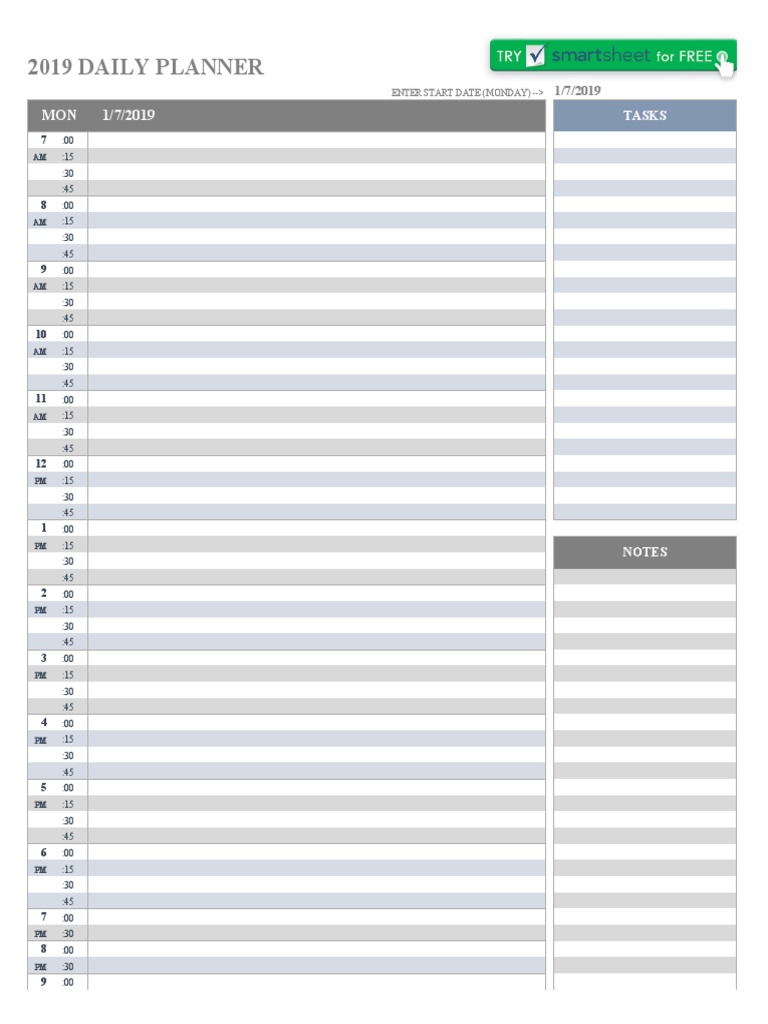 IC 2019 Daily Planner Template 9139 | PDF | Cognitive Science | Cognition