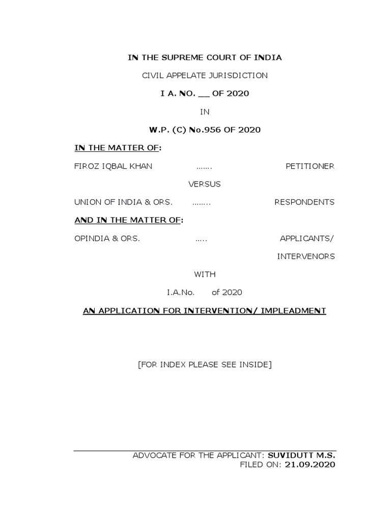 Application For Impleadment Final Version | PDF | Public Sphere ...