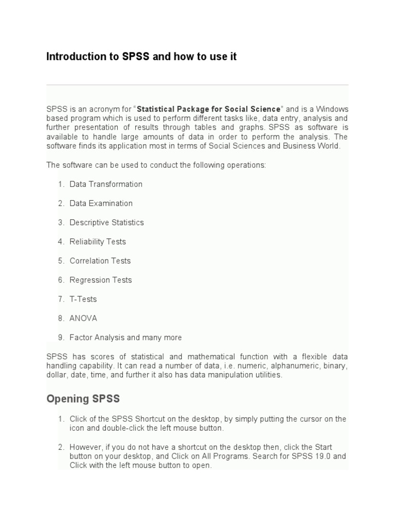Introduction To SPSS and How To Use It | PDF | Spss | Computer File