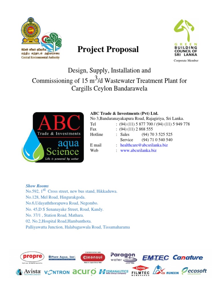 Proposal For Kubota HCZ-50 Wastewater Treatment Plant For Cargills Bandarawela PDF | PDF ...