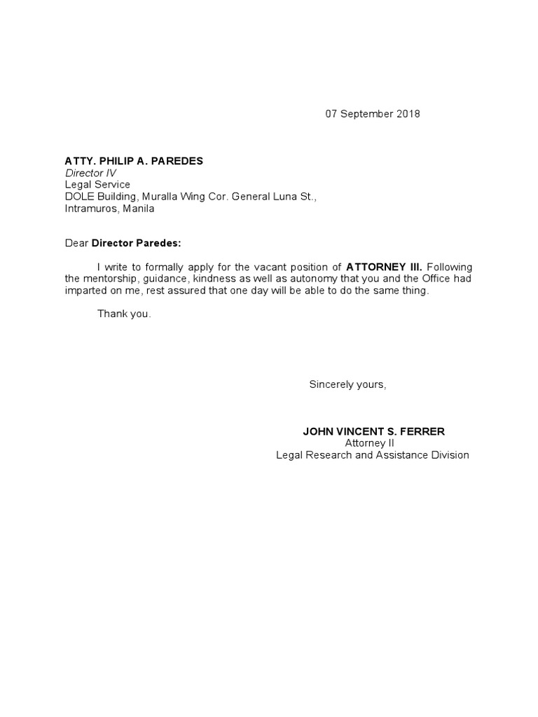 Letter of Intent For Promotion | PDF