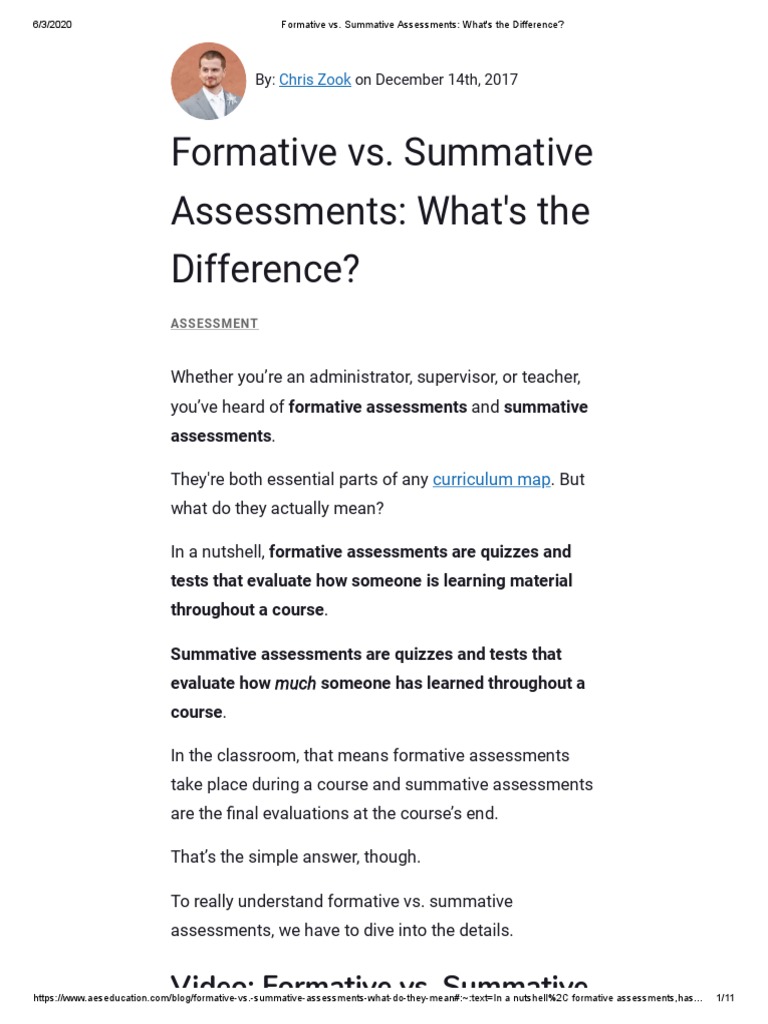 Formative vs. Summative Assessments - What's The Difference | PDF ...