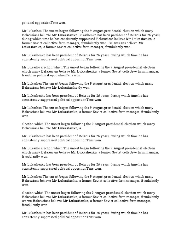 Lukashenko, A Former Soviet Collective Farm Manager, Fraudulently Won ...