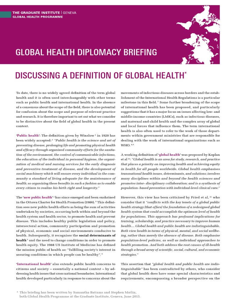 Discussing A Definition of Global Health PDF | PDF | Global Health ...