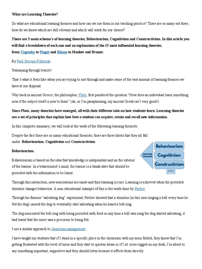 What Are Learning Theories | PDF | Constructivism (Philosophy Of ...