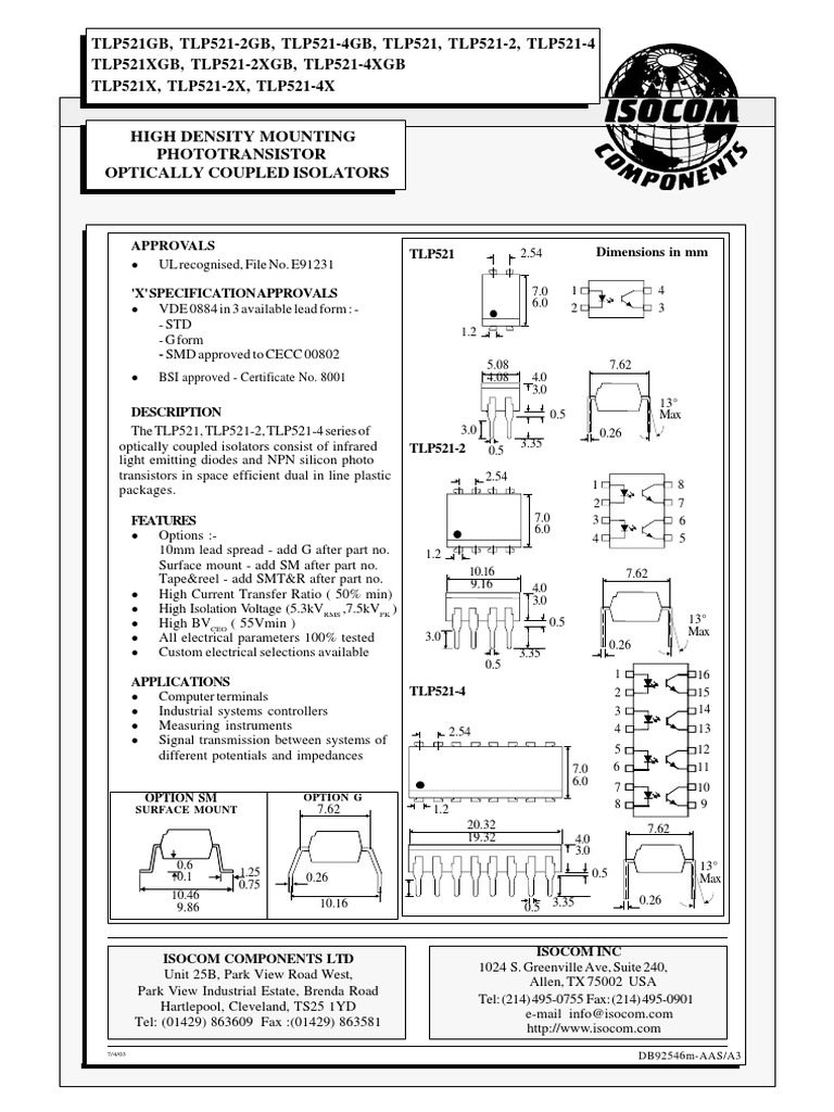 High Density Optically Coupled Isolators | PDF | Transistor | Bipolar ...