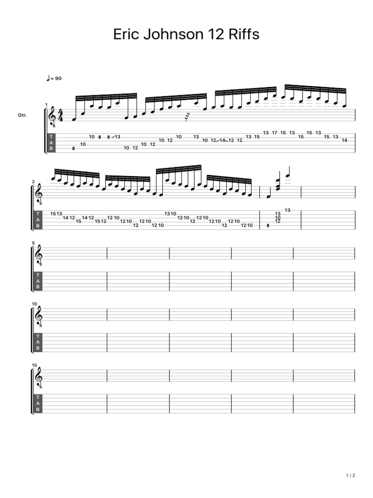 Eric Johnson Guitar Riffs Tablature | PDF