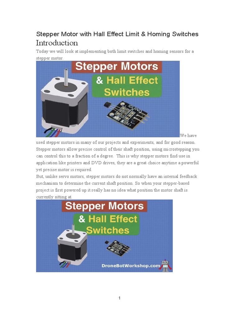 Stepper Motor With Hall Effect Limit | PDF | Electric Motor | Switch