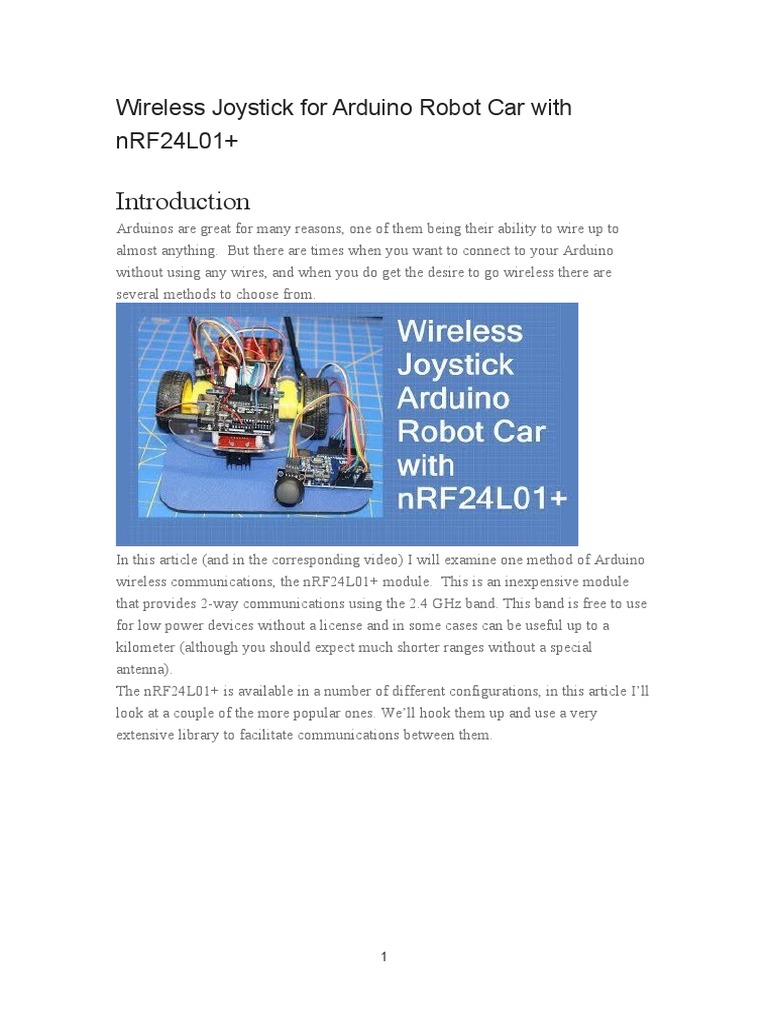 Wireless Joystick For Arduino Robot Car With nRF24L01 | PDF | Radio | Telecommunications