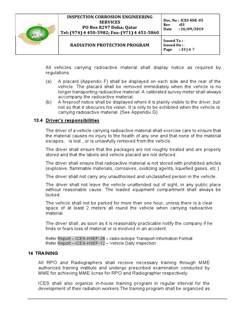 Refer Report - ICES-HSEF-28 - Radio-Isotope Transport Information ...