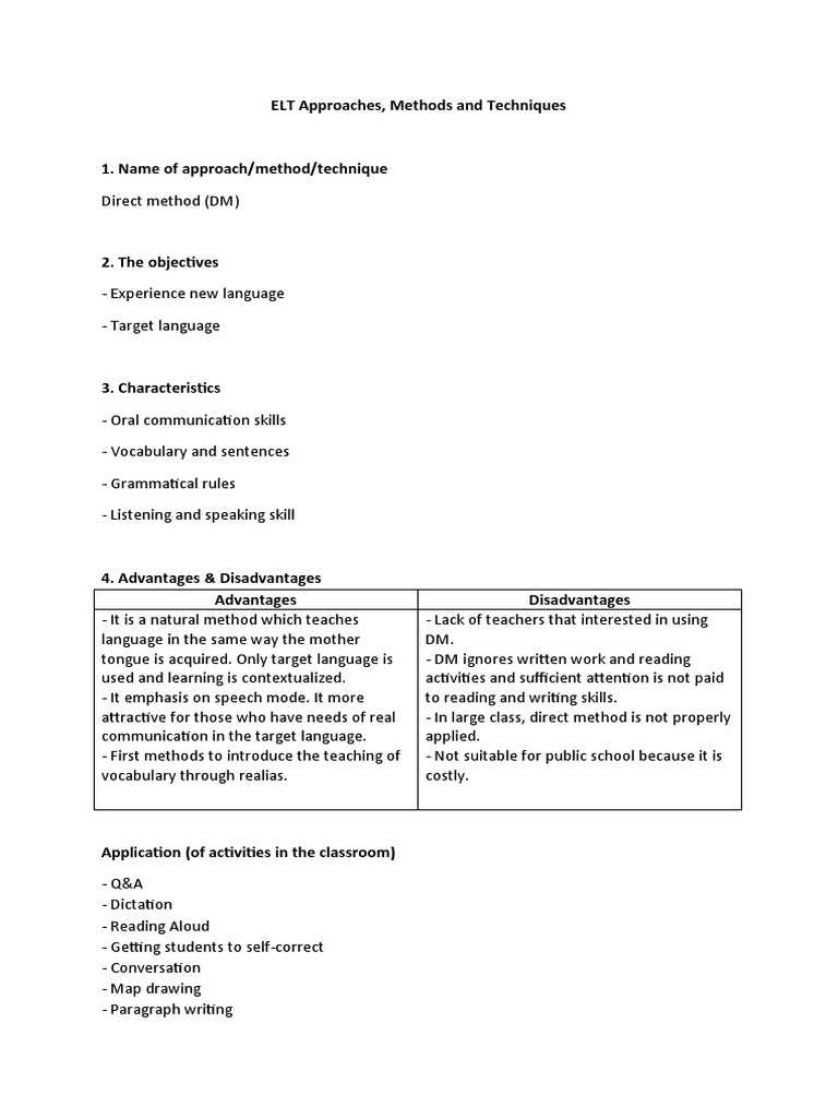 ELT Approaches Template (DM) | PDF