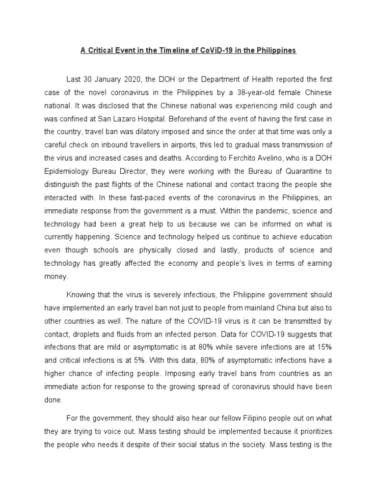 Narrative Essay About Covid 19 | PDF | Infection | Health Sciences