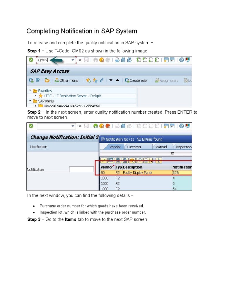 Completing Notification in SAP System | PDF