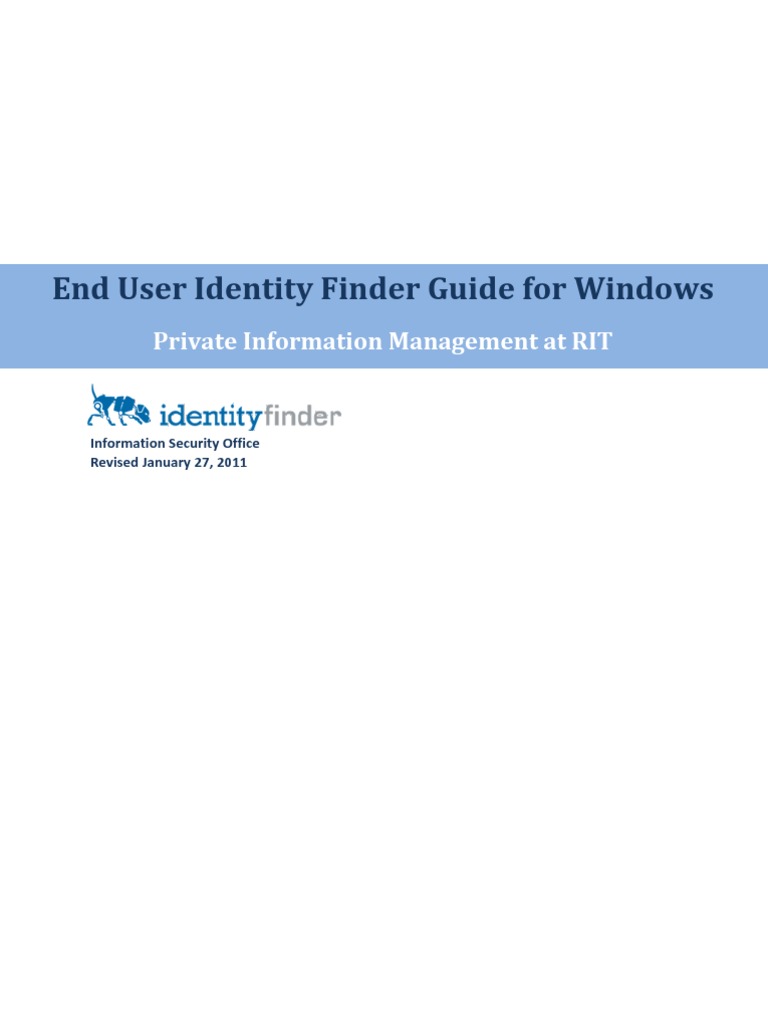 End User Guide for Identity Finder | PDF | Finder (Software) | Computer ...