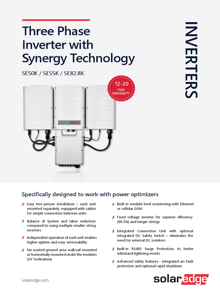 Three Phase Inverter With Synergy Technology: SE50K / SE55K / SE82.8K ...