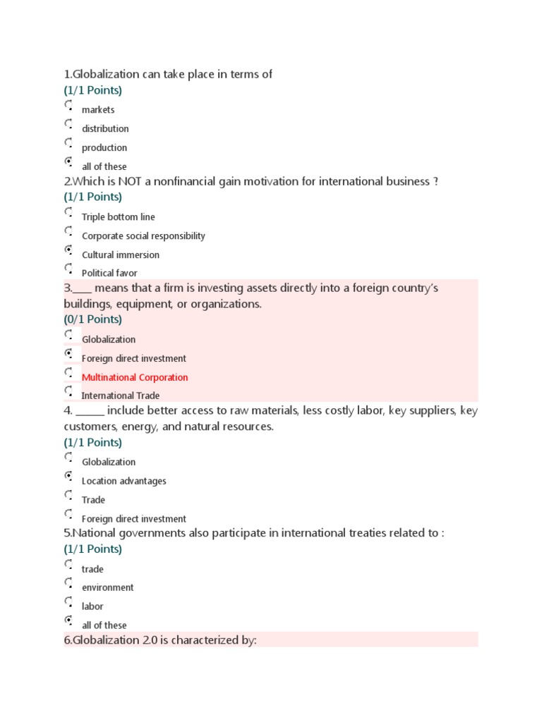 International Business and Trade Quiz 1 | PDF | Comparative Advantage ...