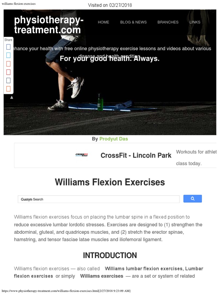 Physiotherapy-: Williams Flexion Exercises | PDF
