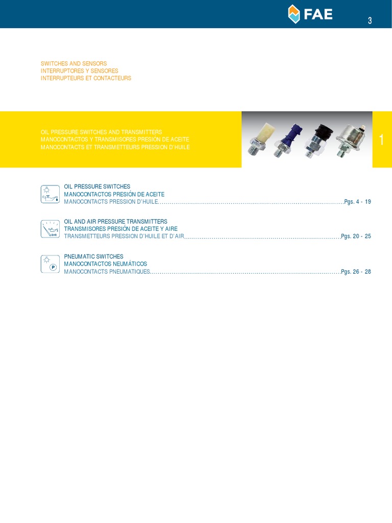 Oil Pressure Switches & Transmitters Guide | PDF | Car | Renault