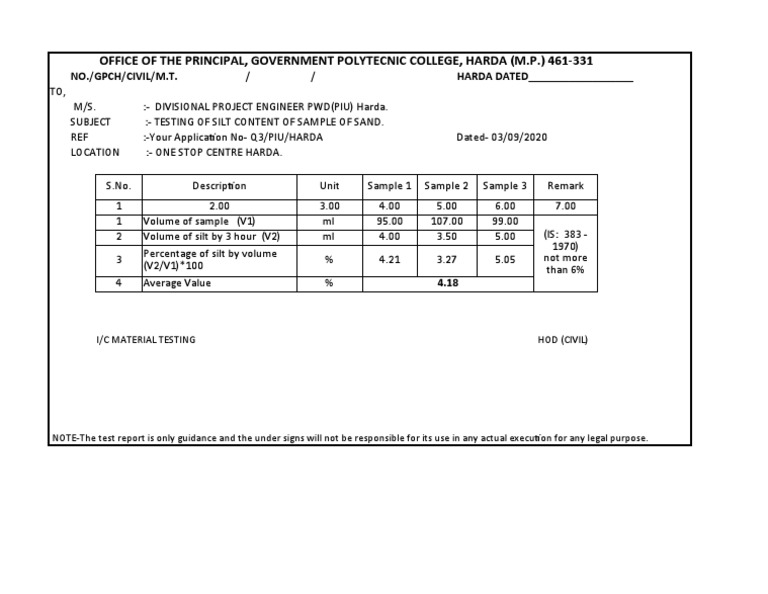 Sand Silt Content | PDF