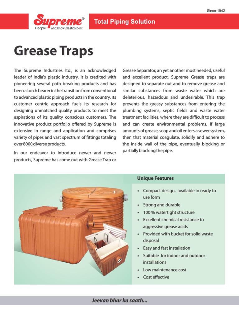 Grease Traps: Jeevan Bhar Ka Saath.. | PDF | Plumbing | Civil Engineering