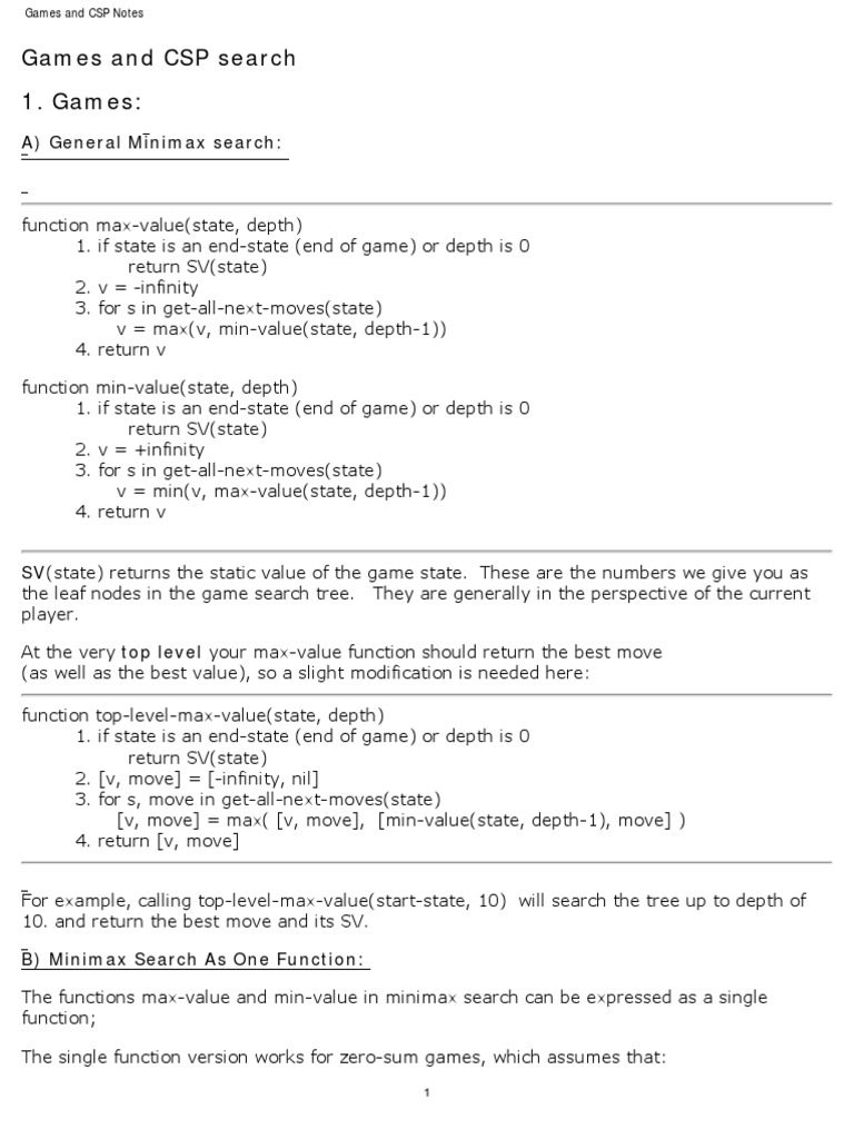 An Overview of Game Search Techniques and Constraint Satisfaction Problem Solving Methods | PDF ...