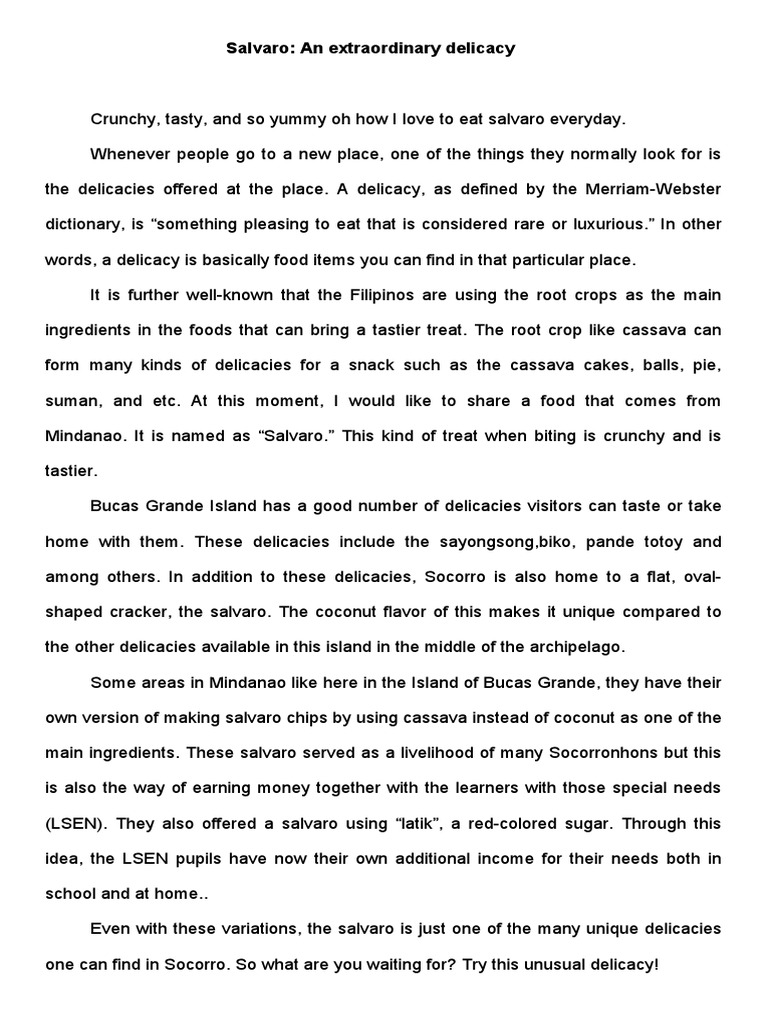 Salvaro An Extraordinary Delicacy | PDF | Cooking, Food & Wine | Home ...