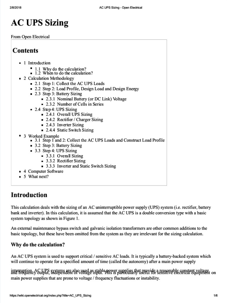 AC UPS Sizing AC UPS Sizing: Why Do The Calculation? Why Do The Calculation? | PDF