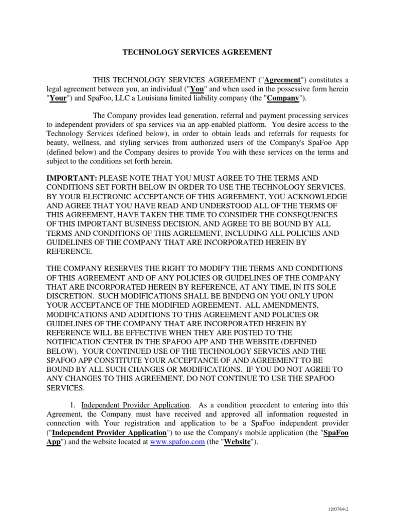 Technology Services Agreement | PDF | Liability Insurance | Application ...
