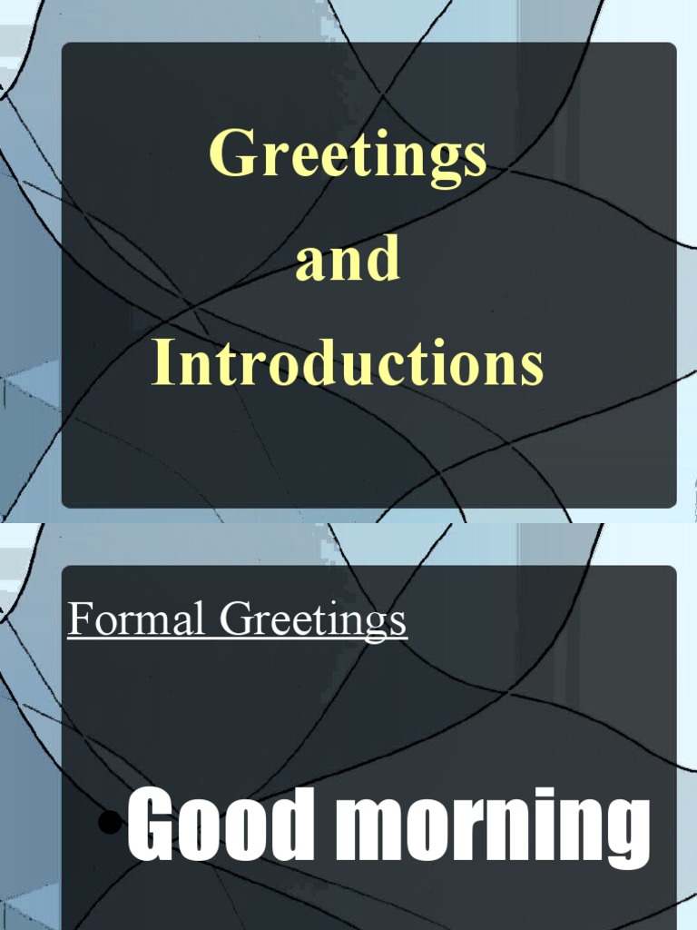 Greetings and Introductions | PDF
