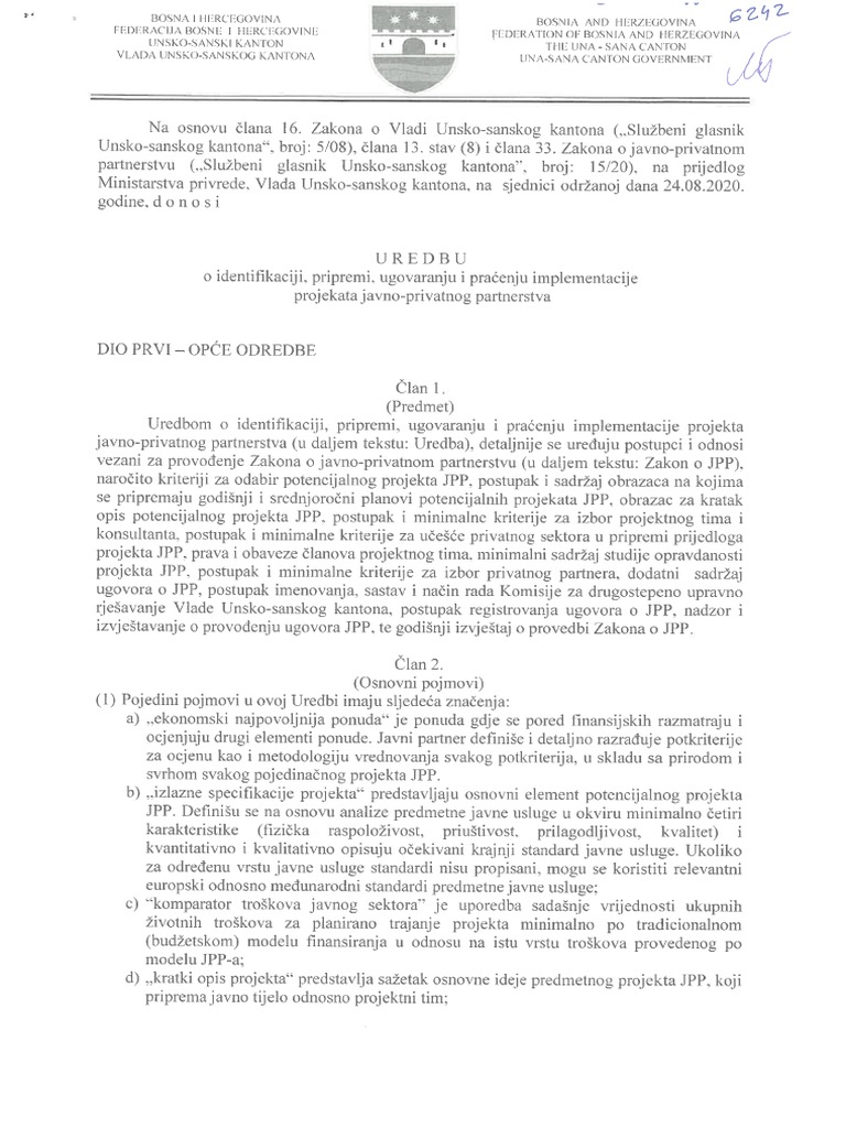 Uredba o Identifikaciji, Pripremi, Ugovaranju I Praćenju Projekata JPP ...