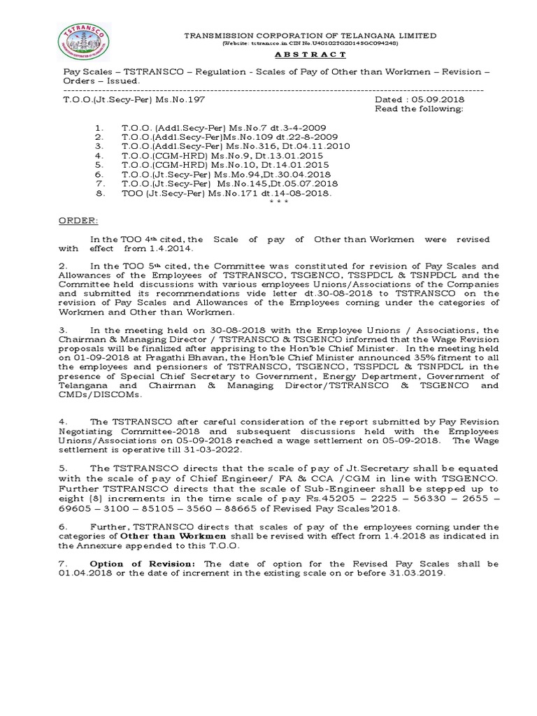 Transmission Corporation of Telangana Limited | PDF | Employee ...