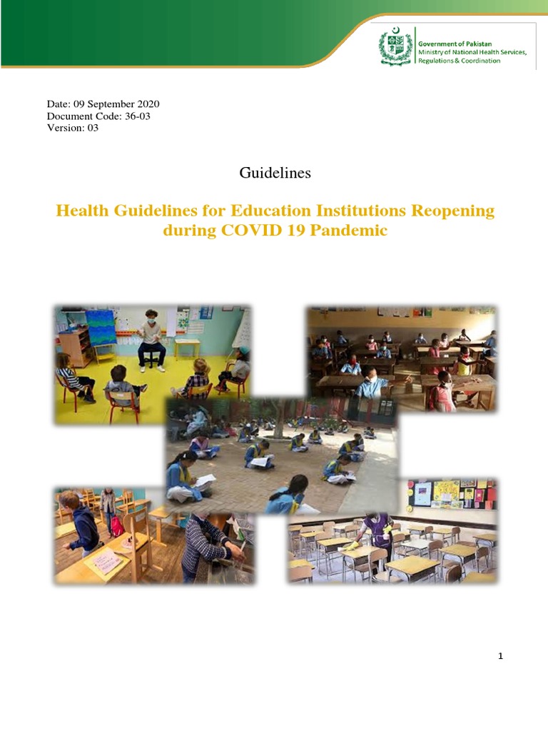 Health Guidelines For Education Institutions Reopening During COVID 19 ...
