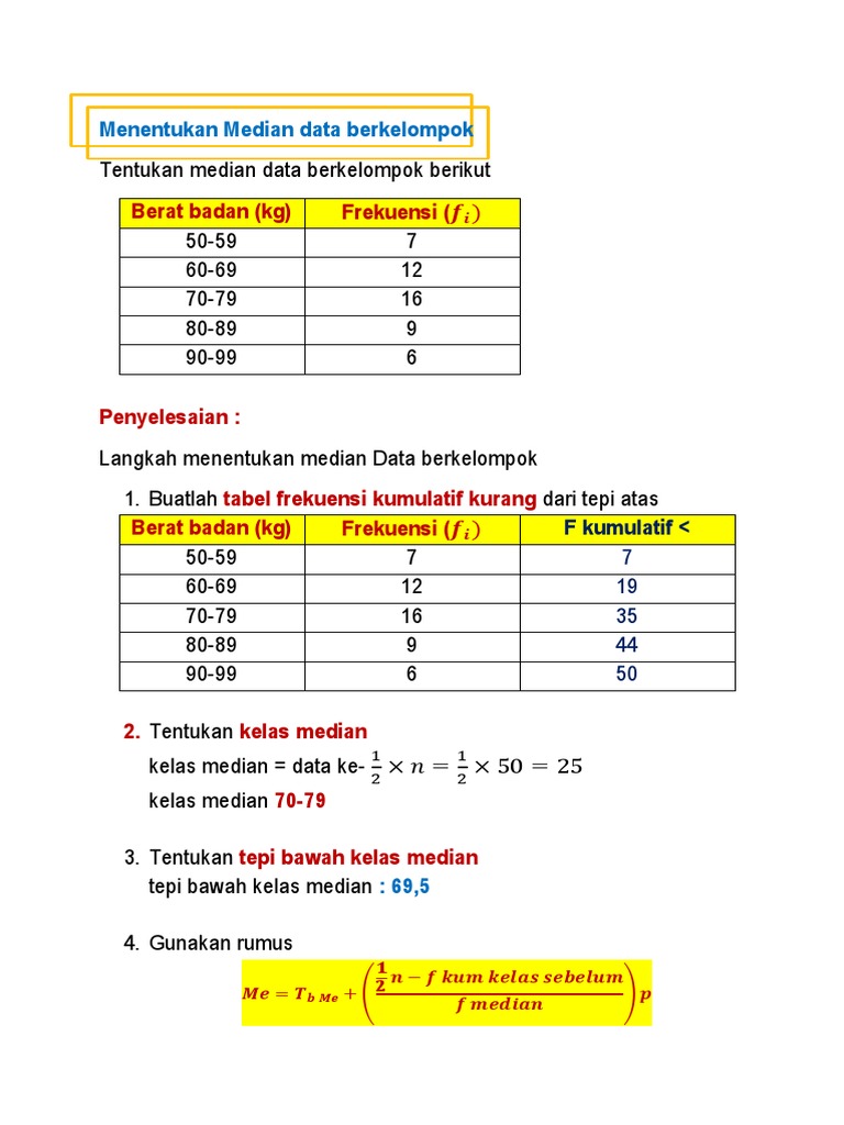 Menentukan Median Data Berkelompok | PDF