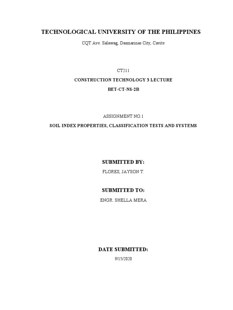 Technological University of The Philippines: Construction Technology 3 ...
