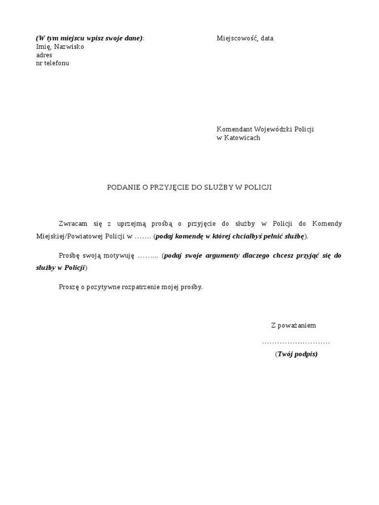 Wzor Podania | PDF