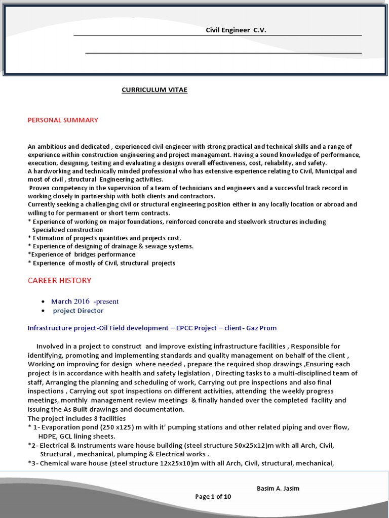 En. Bassem CV-Construction Manager | PDF | Project Management | Safety