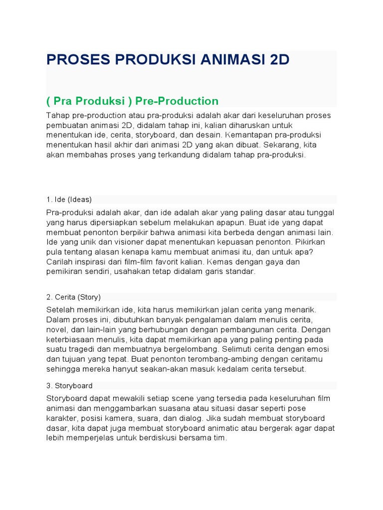 Proses Produksi Animasi 2D | PDF