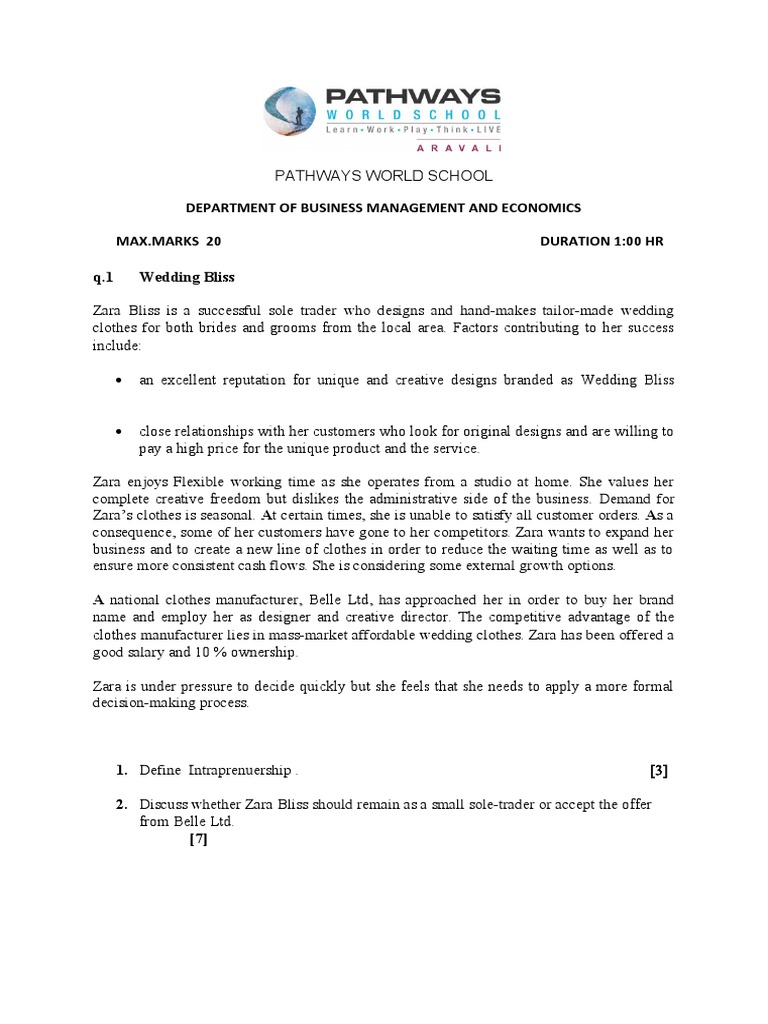 BM Sample Paper | PDF | Social Enterprise | Entrepreneurship