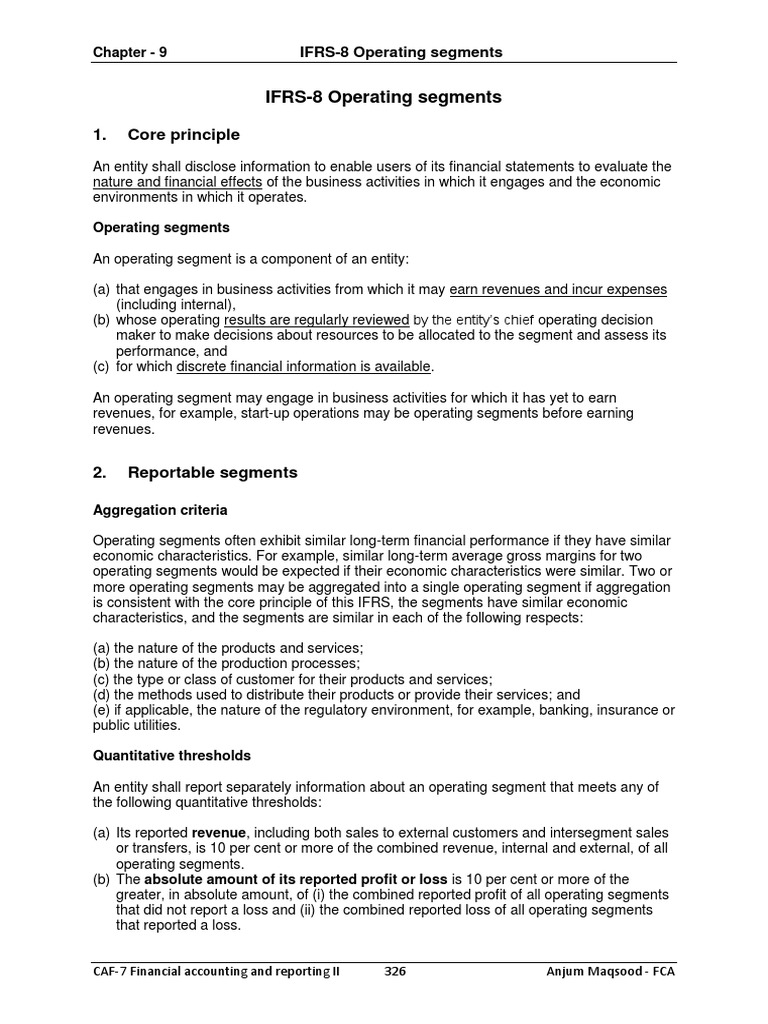 IFRS-8 Operating Segments: 1. Core Principle | PDF | Financial ...