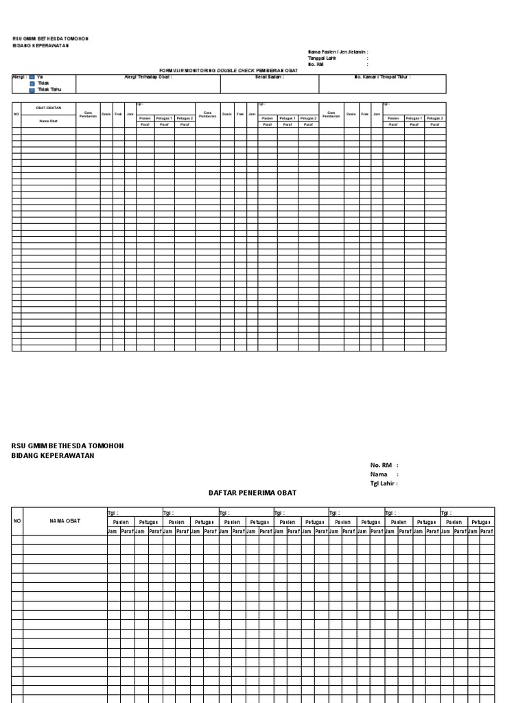 Form Kontrol Pemberian Obat Pasien | PDF