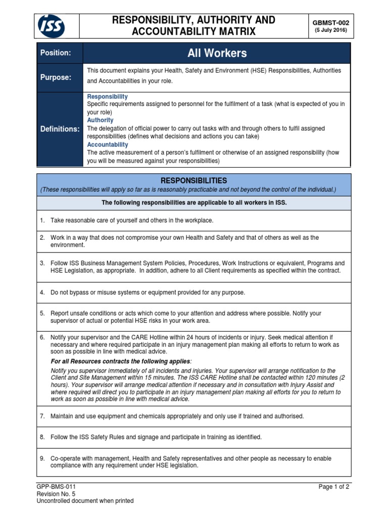 RAA Matrix All Workers | PDF | Occupational Safety And Health | Safety