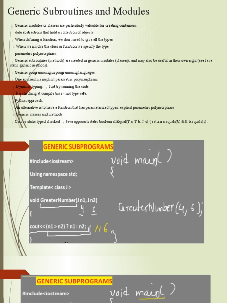 1.4generic Subroutines and Modules | Download Free PDF | Method (Computer Programming) | Class ...