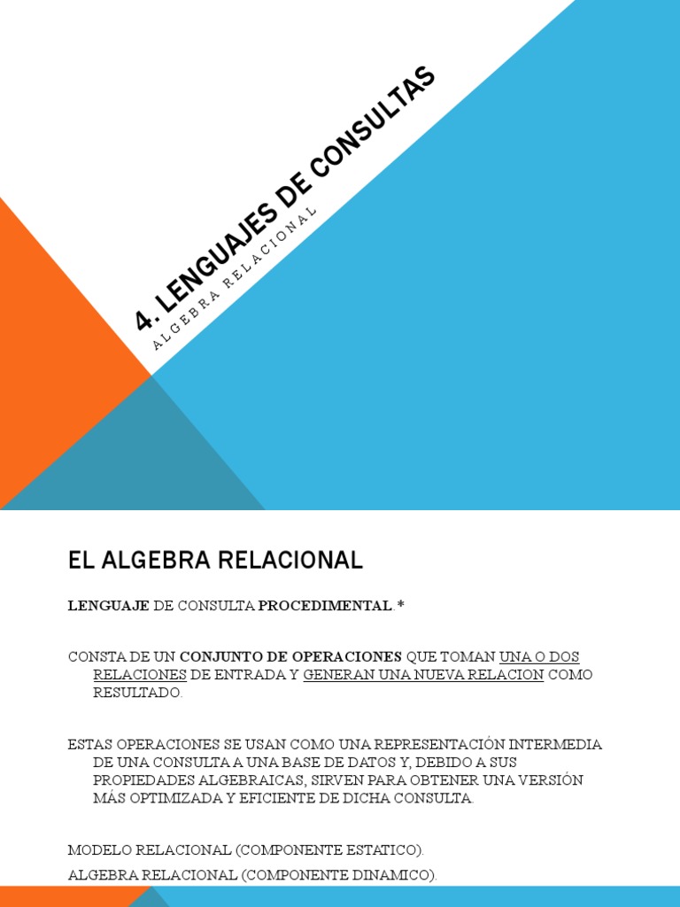 Algebra Relacional | PDF | Modelo relacional | Gestión de datos