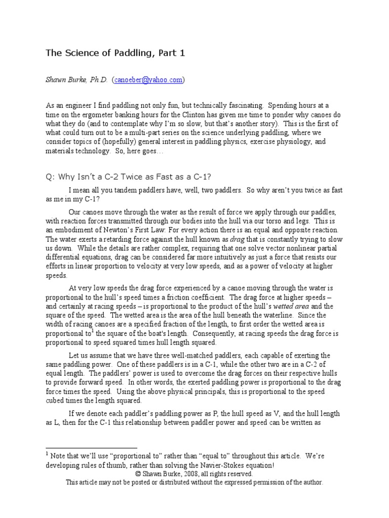 The Science of Paddling, Part 1: Shawn Burke, Ph.D. ( | PDF | Canoe ...