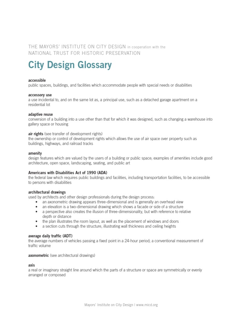 City Design Glossary for Urban Planning | PDF | Zoning | Urban Sprawl