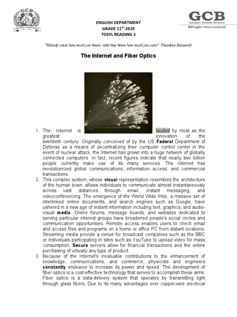 Fiber Optics: Revolutionizing Internet Speed | PDF | Fiber To The X ...