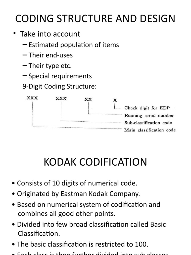 Coding Structure and Design: Kodak and British Codification Systems ...