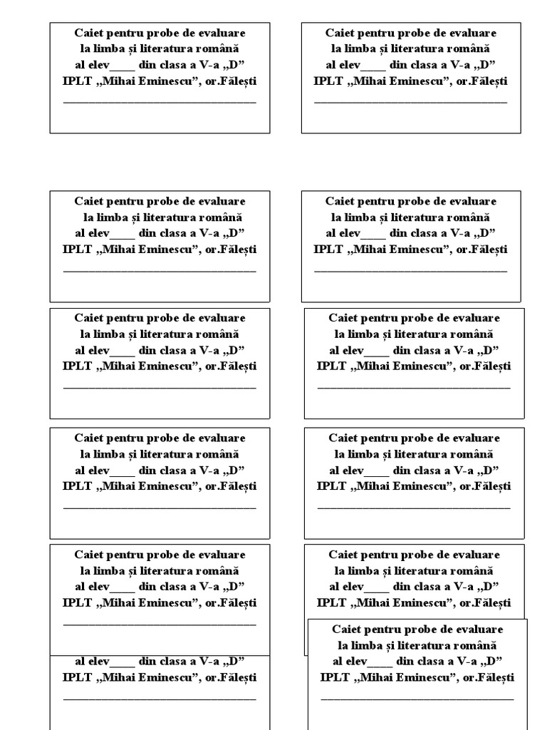 Foaie de Titlu Caiet | PDF